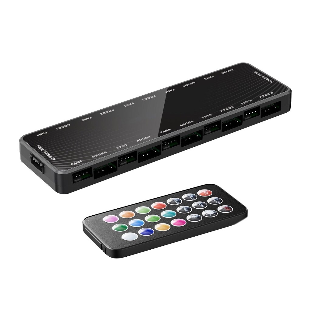 Охлаждающий ПК 10-Портовый Концентратор вентилятора ARGB PWM с возможностью удаленной синхронизации