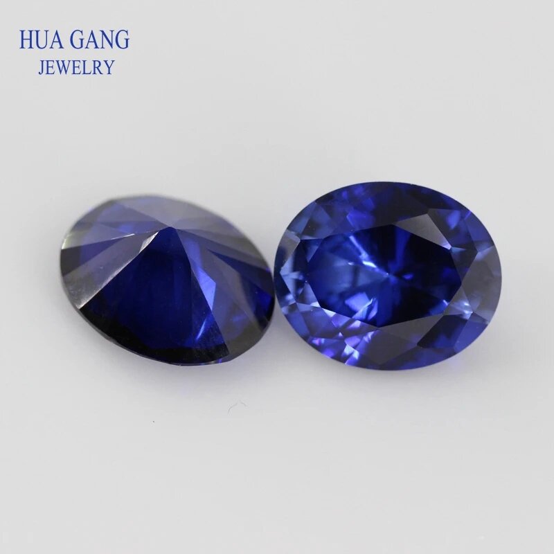 Синтетический корунд 34#, различные формы, сапфир, королевский синий, Темно-синий, 6x8mm-10pcs, Oval