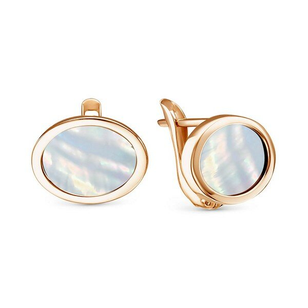 Серьги, красное золото, 585 проба, перламутр синтетический