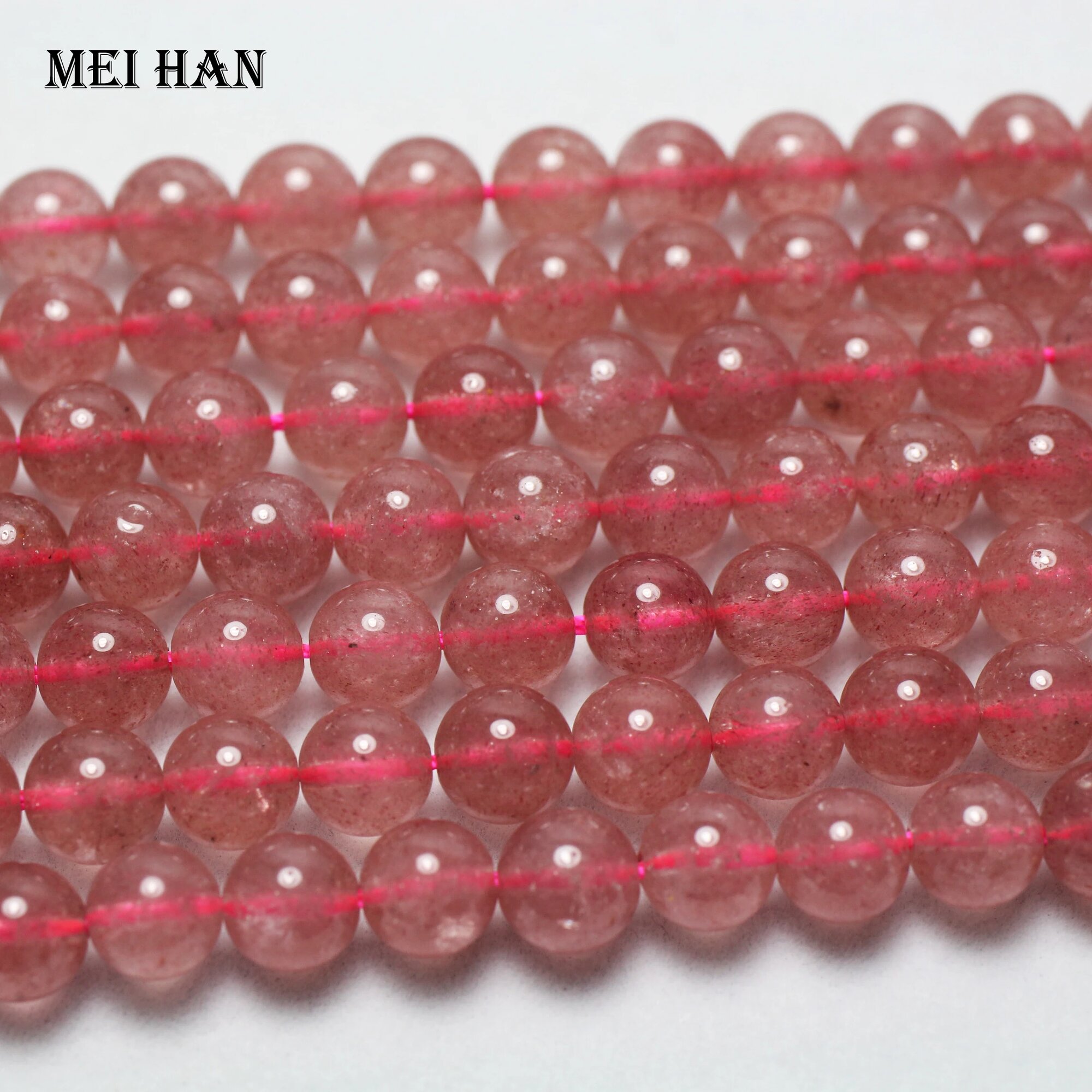 Meihan Natural клубничный кварц бусины 8 мм 2 нити