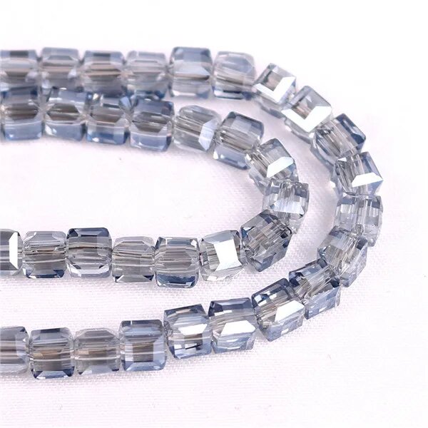 Квадратные хрустальные бусины YUANZHIRUN 6 мм Серебряный, ED34