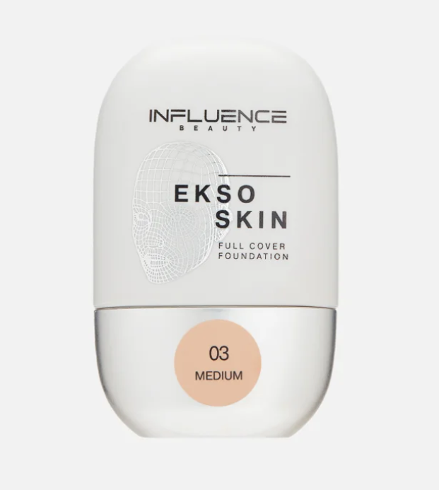 Основа Influence Beauty тональная Ekso Skin, с высокой степенью покрытия, тон 03 светло-бежевый, 25 мл