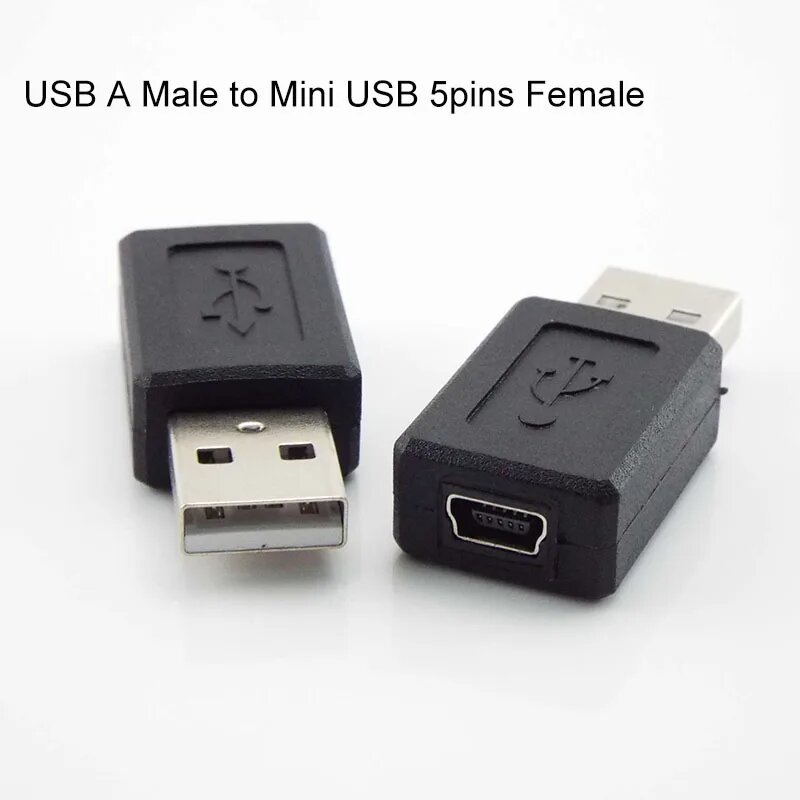 Переходник USB A (папа) - Mini USB 5pin (мама), черный матовый