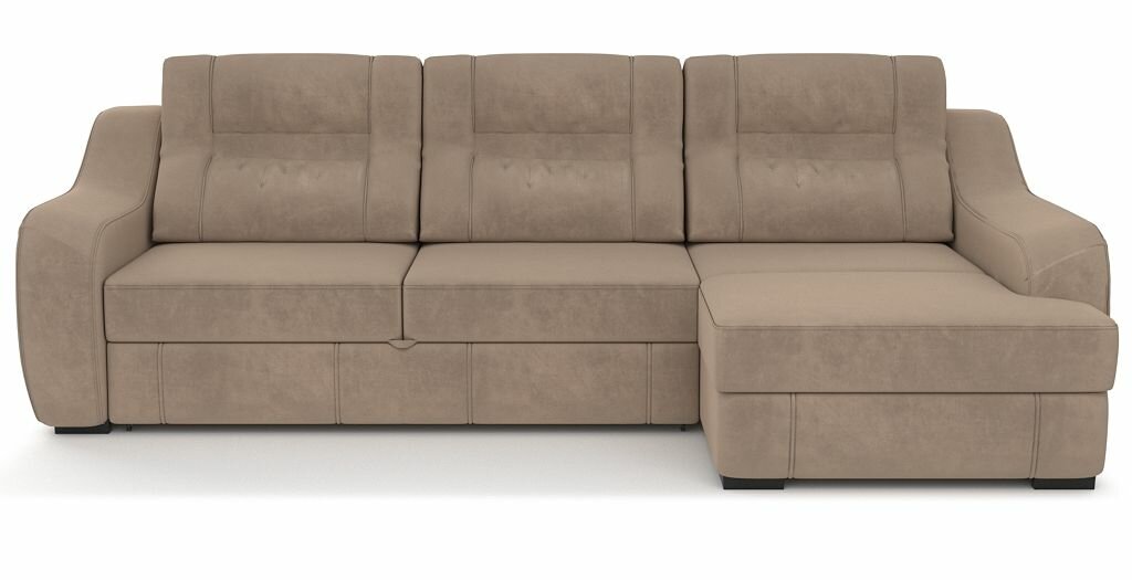 Угловой диван-кровать, раскладной, высоковыкатной, PUSHE Ройс, правый угол, бежевый