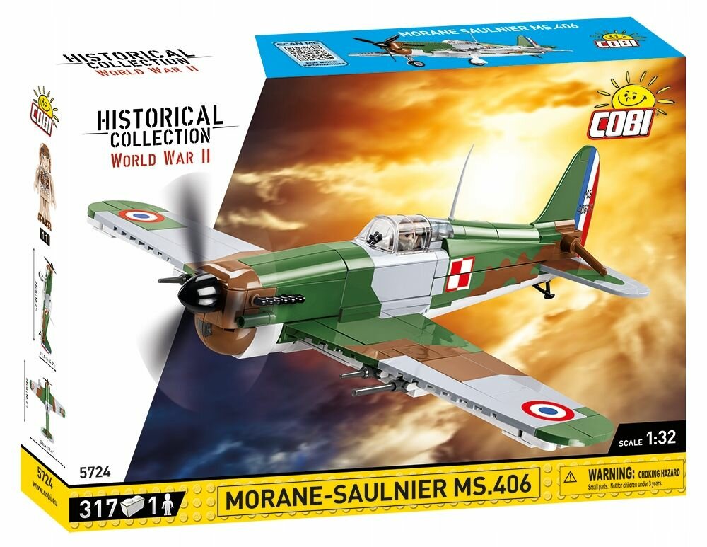 Конструктор пластиковый Cobi Morane Saulnier MS 406 - Модель истребителя - 317эл. - Коби 5724