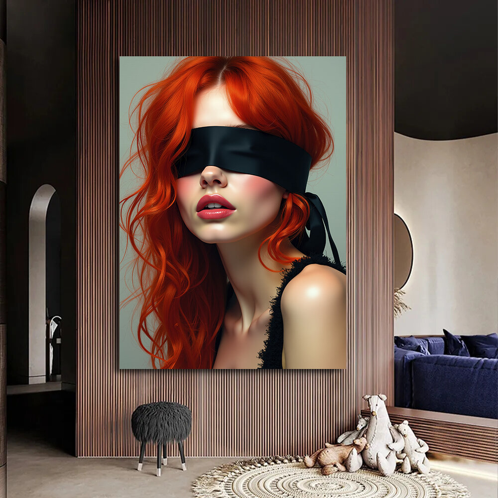 Картина на стену / Девушка загадка, эро повязка на лице, постер в интерьер / поп арт, 30х40 см.