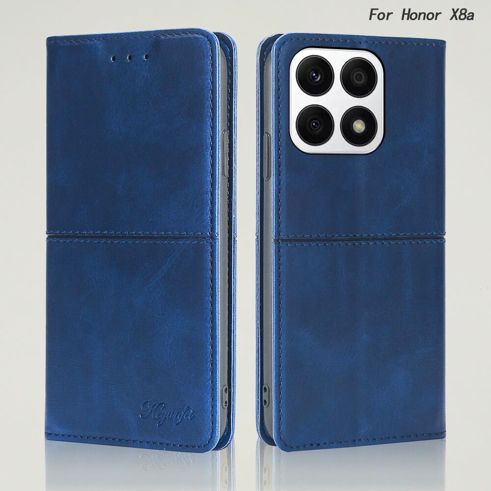 Чехол книжка подходит для Хонор Икс 8a/ Чехол-книжка на Honor X8a, противоударный, синий