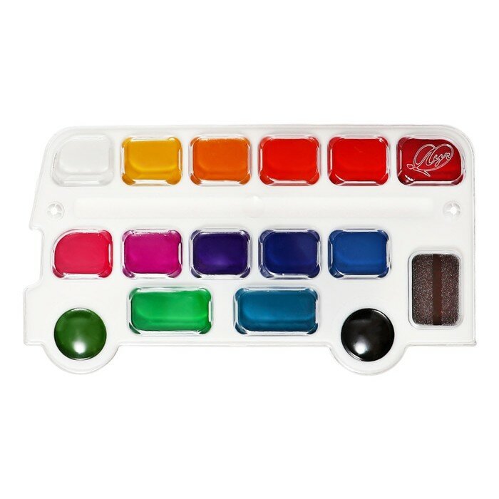 Акварель Луч "Кроха" Автобус, 16 цветов, без кисти, фигурная