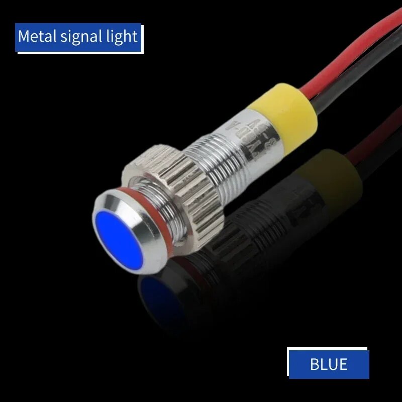 LED индикатор 8mm, синий, 220V
