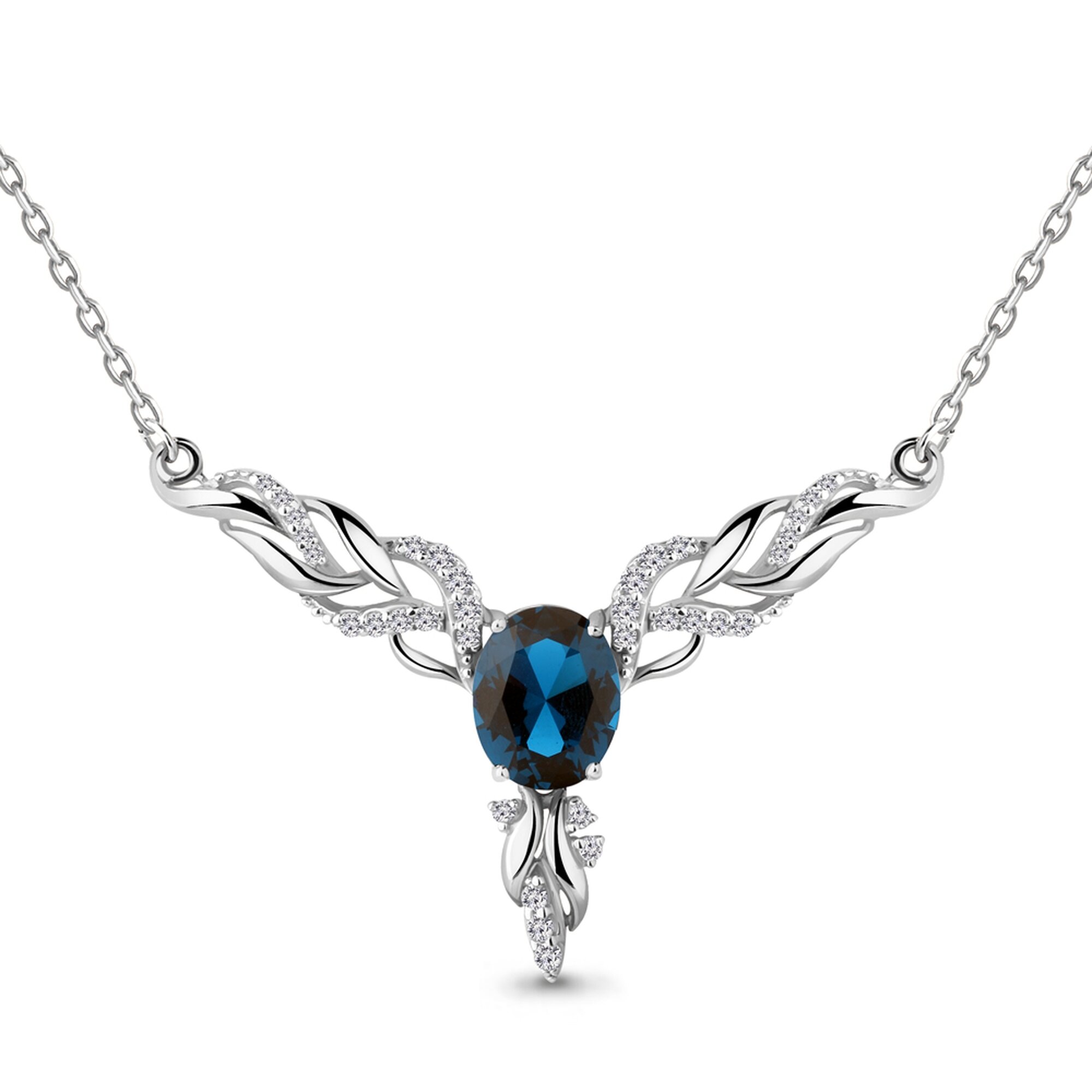 Колье, серебро, 925 проба, родирование, фианит, топаз