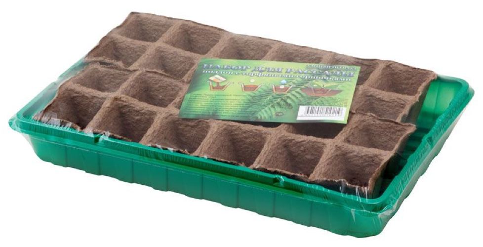 Мини парник Экоторф Умный огород с торфяными кассетами, из полистирола, 36×23×6см, 24 ячейки / товары для рассады