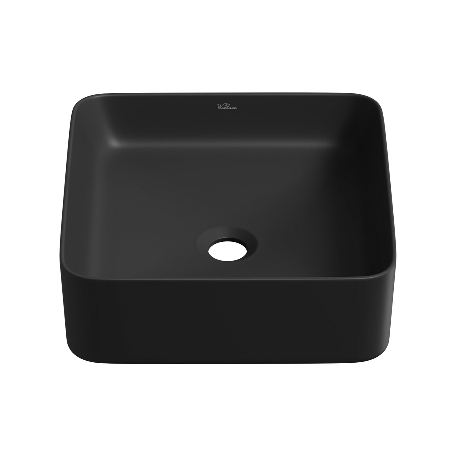 Накладная раковина в ванную комнату Wellsee Mint 338103000: квадратная раковина, ширина умывальника 38 см, цвет матовый черный