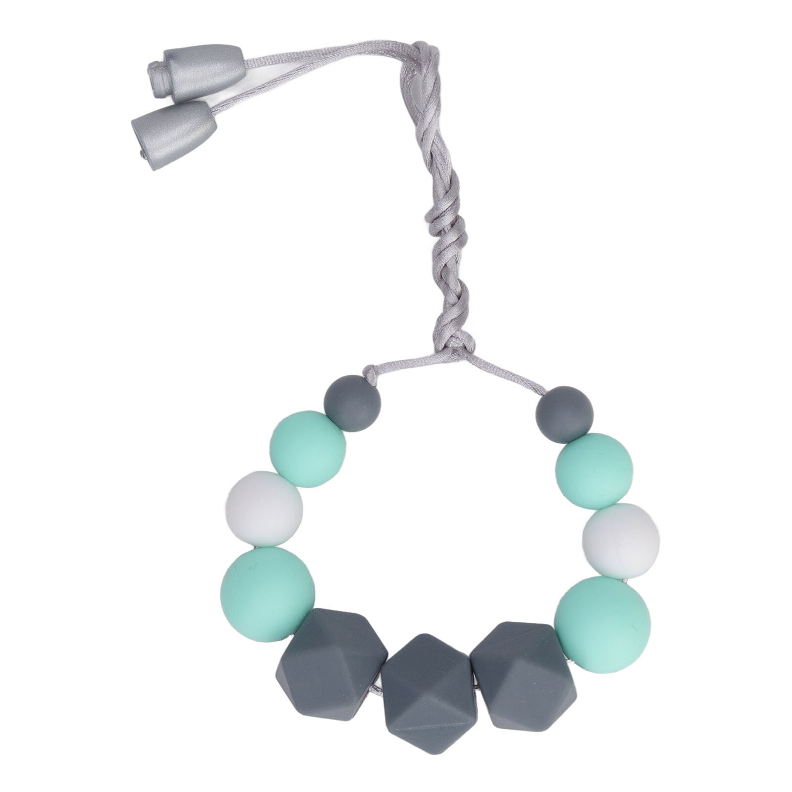 Детское ожерелье для прорезывания зубов для малышей, изысканное мягкое силиконовое жевательное ожерелье с бусинами для массажа десен, мятно-зеленый