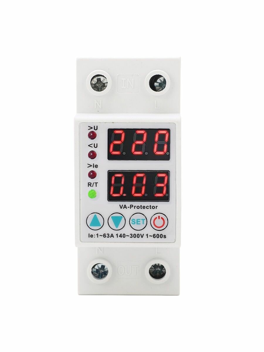 Регулируемый цифровой предохранитель напряжения 230 В, 1-63 А, огнестойкий разрядник с автоматическим восстановлением для безопасной электрической защиты