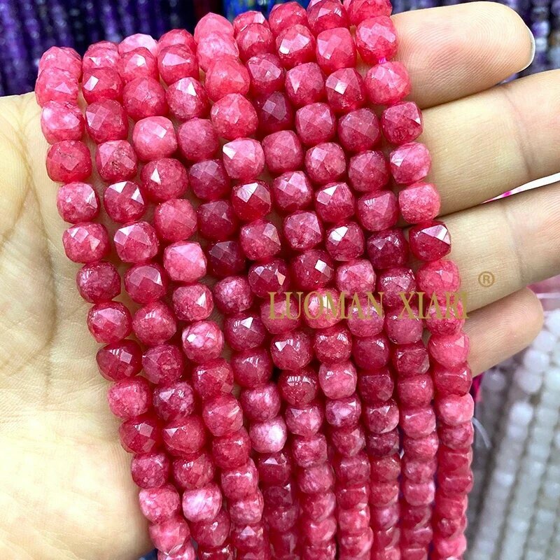LUOMAN XIARI Солнечный камень халцедон бусины 7-8 мм Розовый, 7-8mm 22-23pcs, Rhodochrosite color2