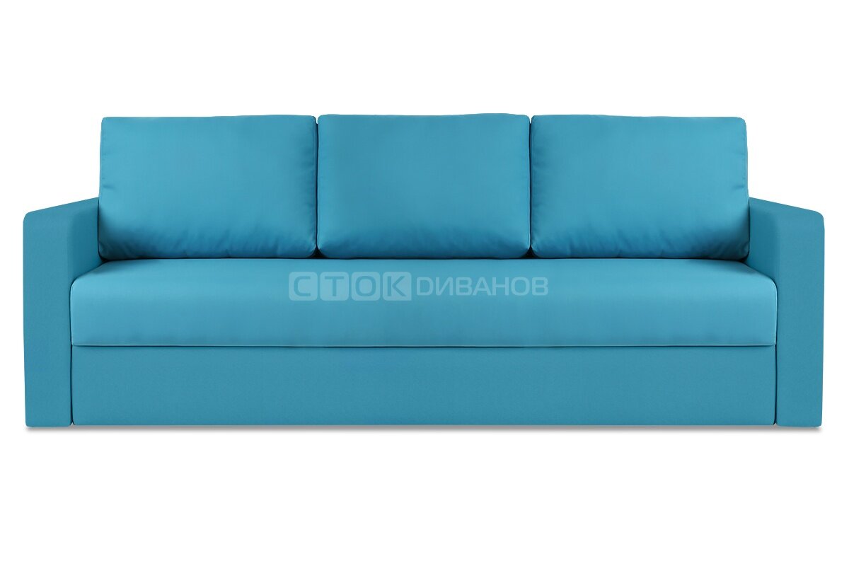 Диван Сток Диванов соло-евро Azure лазурный 225 см, механизм еврокнижка