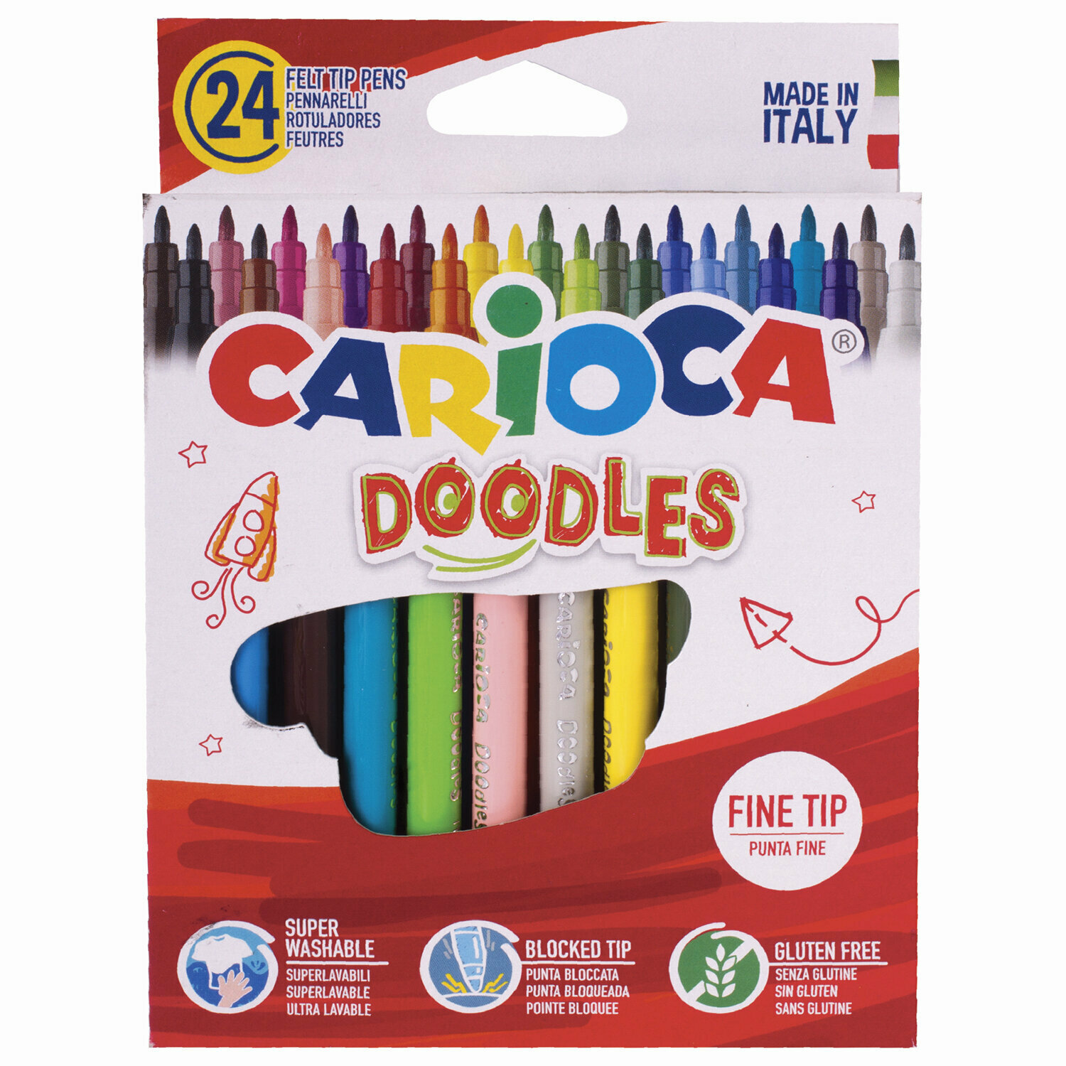Фломастеры Carioca "Doodles", 24 цвета, суперсмываемые (42315)
