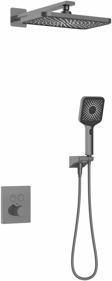 Душевой комплект Kaiser Sano 08477-15 320x200 мм, с термостатом, вороненая сталь