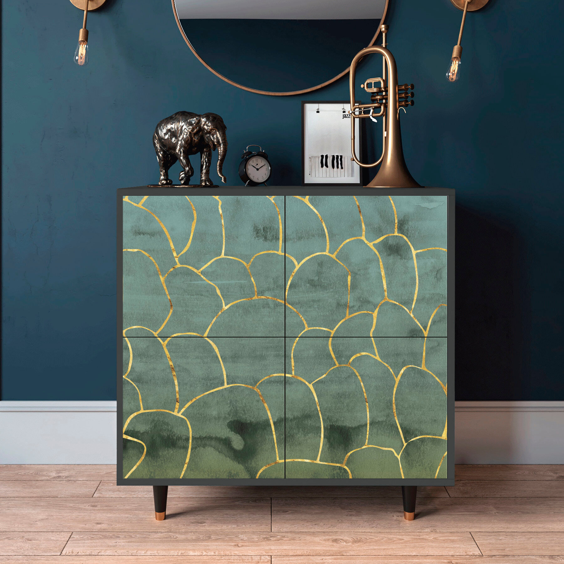 Комод - STORYZ - BS3 Magnificent Water Lily, Размер - 94 x 96 x 48 см, Цвет корпуса - Антрацит