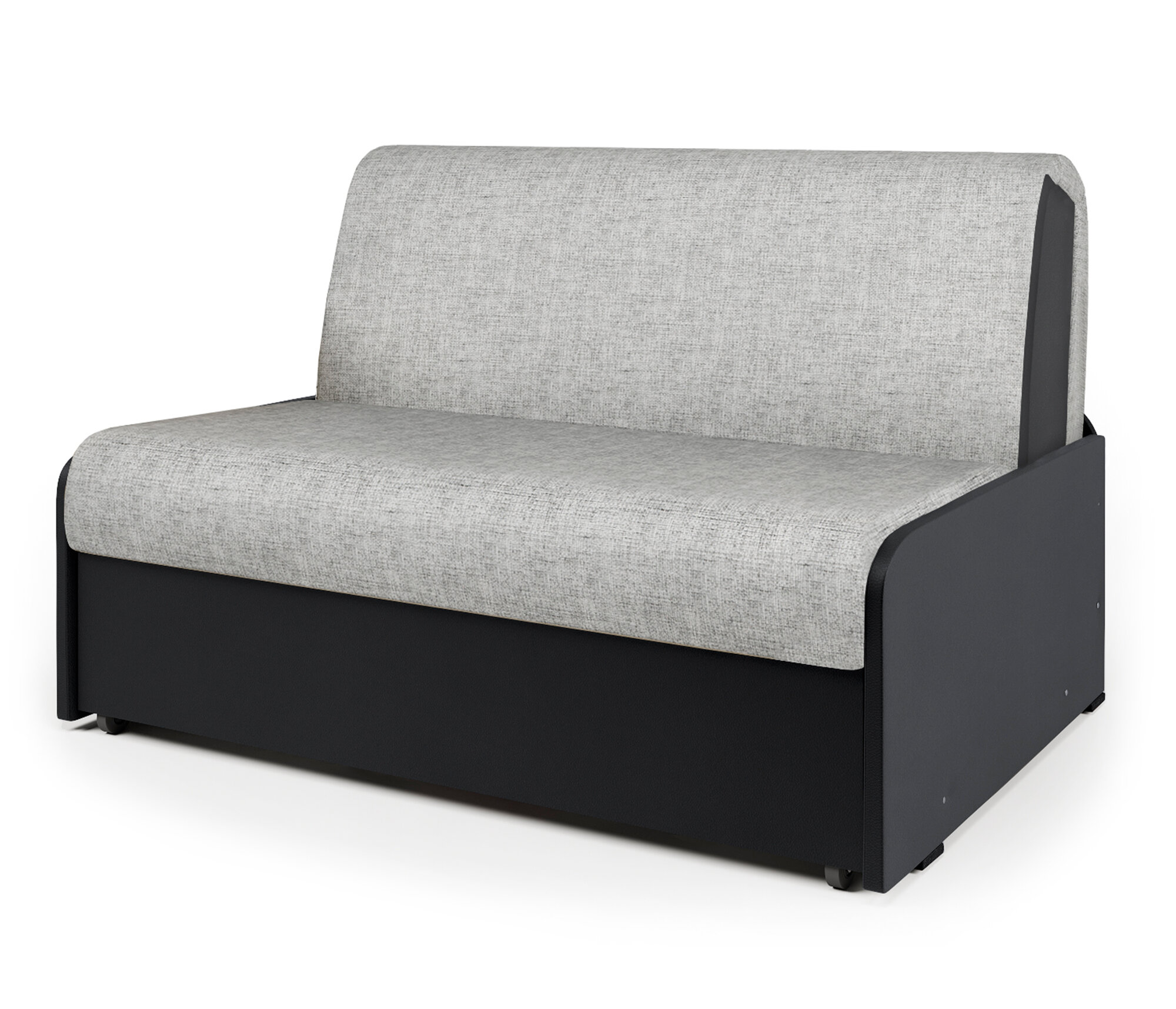 Диван-кровать Шарм-Дизайн Коломбо БП 140х194 см, диван раскладной, аккордеон, прямой, шенилл серый и экокожа черный