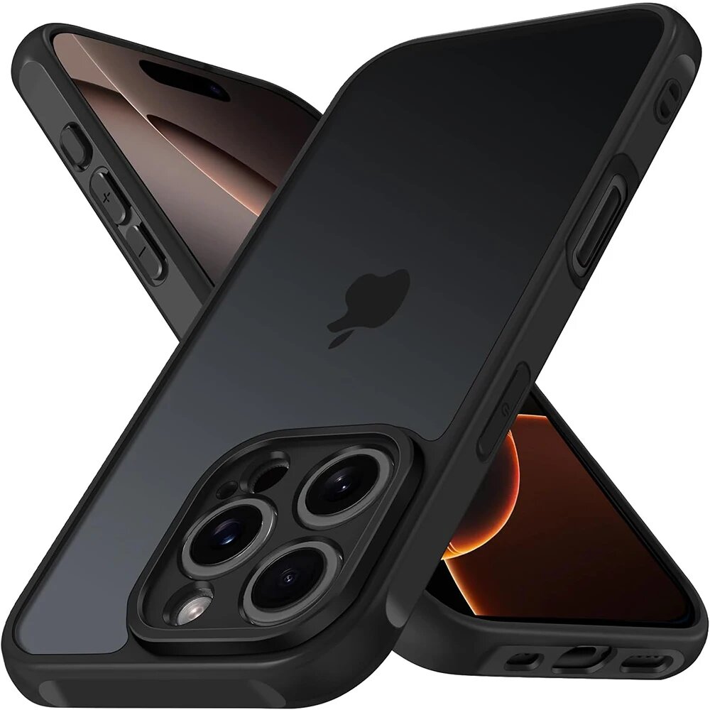 Чехол для iPhone 16 Pro, черный матовый, гибридный