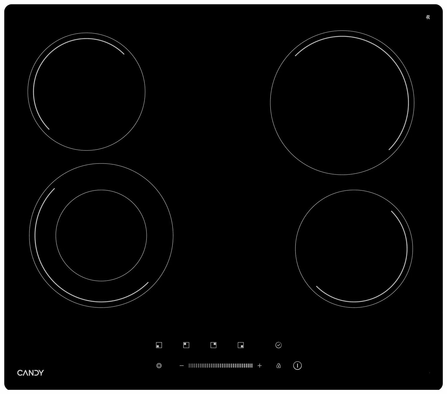 Электрическая варочная панель Candy CHXC64TDB 58 см, 4 конфорки стеклокерамика, черный