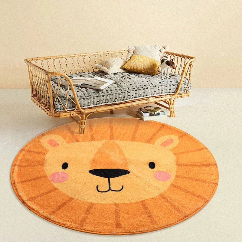 Круглый ковер для детской комнаты, с мультяшным рисунком,80*80cm, 20 вариантов, 100, Оранжевый