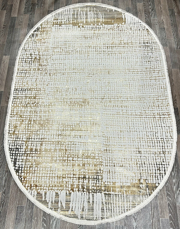 Ковер, Овал, Бежевый, Золотисто-жёлтый, Серый, Современный, на пол, в гостиную, спальню, в ассортименте (80 см. на 150 см.)