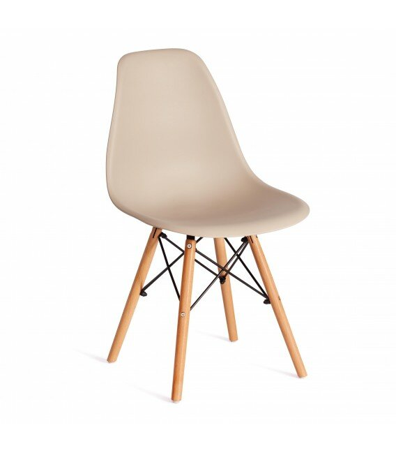 Стул CINDY (EAMES) (mod. 1801) дерево бук/металл/сиденье пластик, 45x51x82 см, Beige (Бежевый) (Комплект из 4 шт.)
