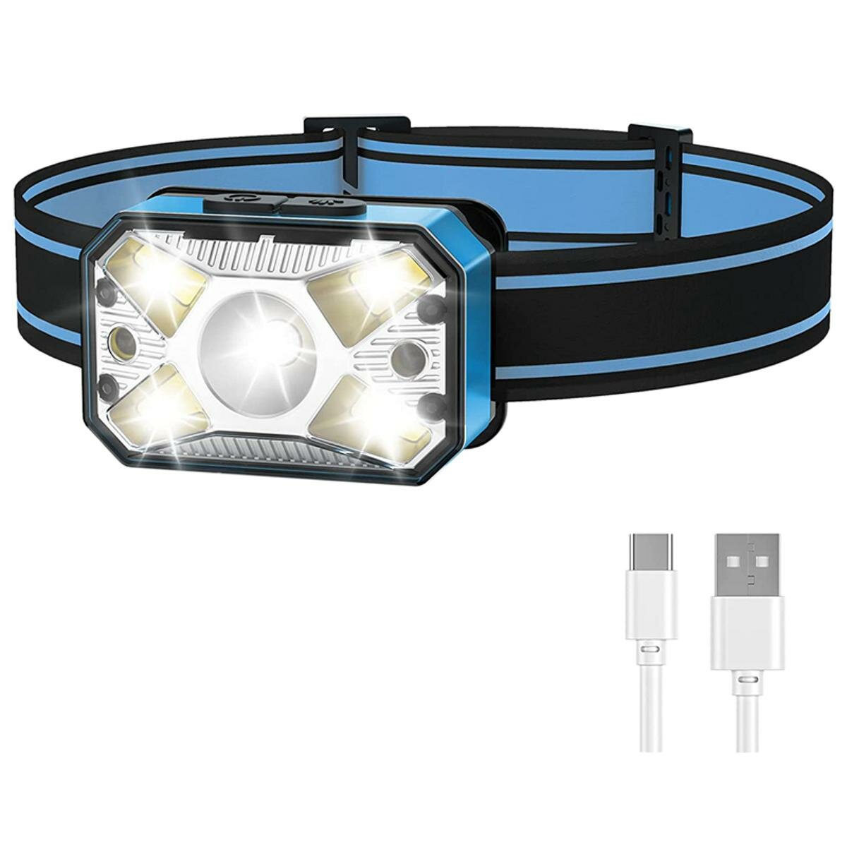 Светодиодный уличный фонарик с регулируемой повязкой на голову для взрослых и детей B