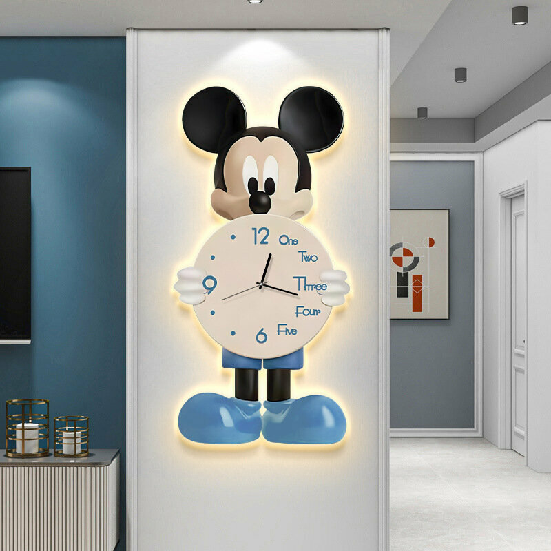 Настенные часы Mickey clock для гостиной, настенные, синие, средние, 30X60 с подсветкой, USB-кабель длиной 2 м