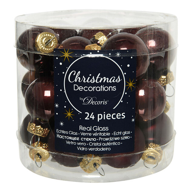 Набор стеклянных шаров 2.5 см каштановый mix, 24 шт, Kaemingk, 010615