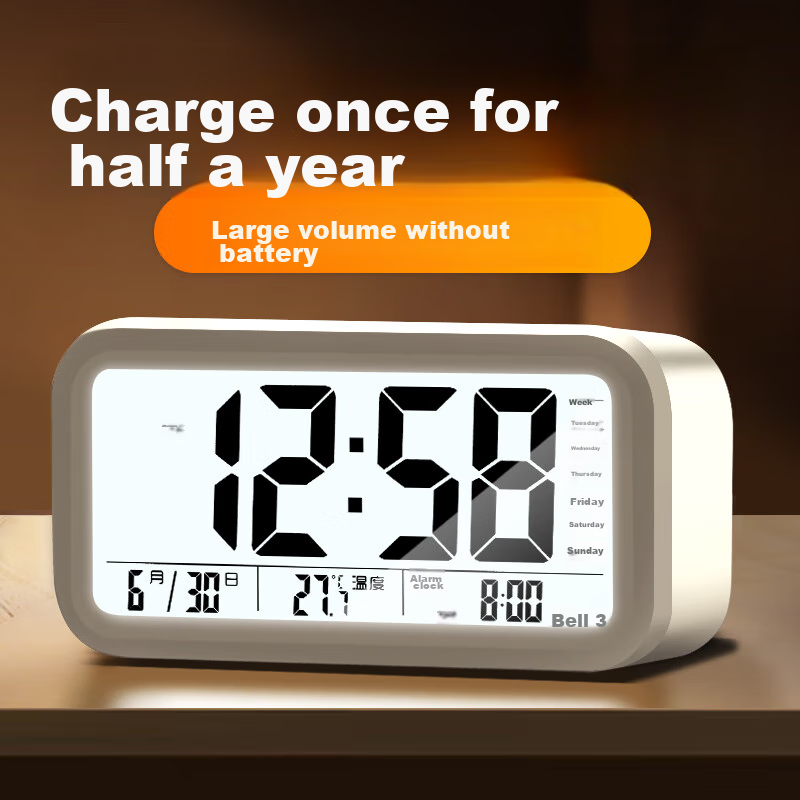 BBA Alarm Clock, Rechargeable Smart Electronic Light-Sensing Alarm Clock with Three Sets, Essential for Children And Students, Back-To Essential, 2025 New Desktop Clock