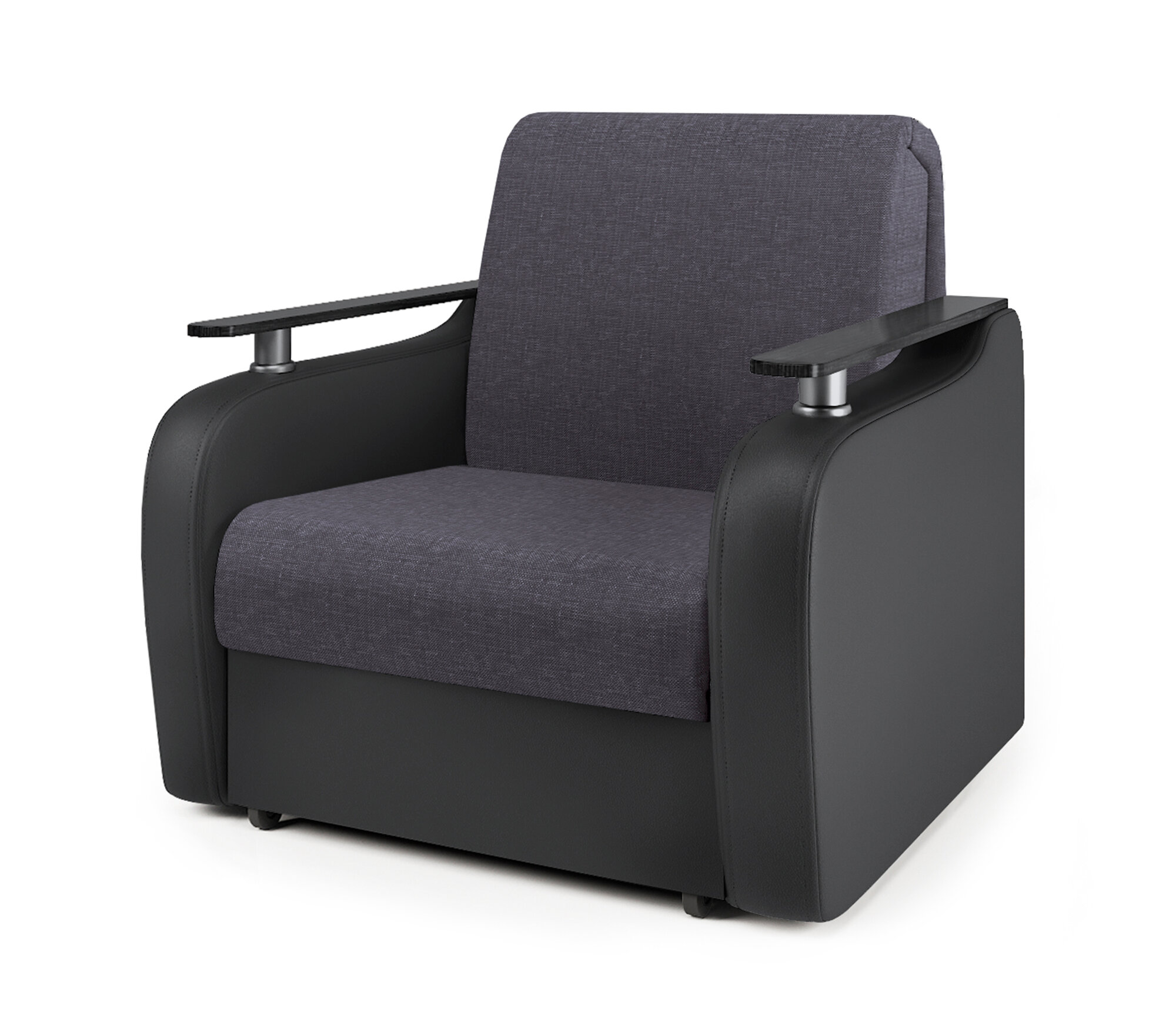 Кресло-кровать Шарм-Дизайн Гранд Д 90х194 см, аккордеон, раскладное кресло, серая рогожка и черная экокожа