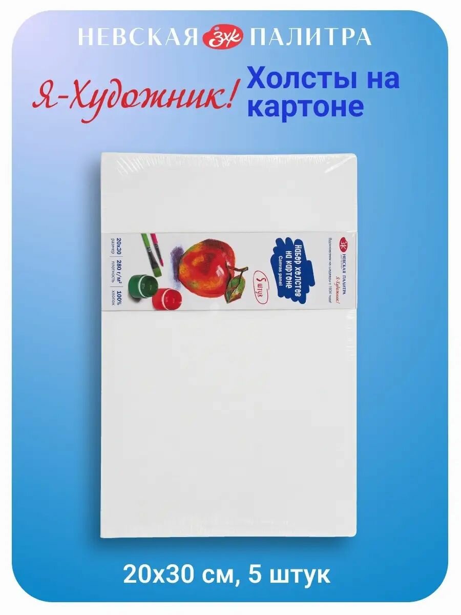 Холсты на картоне набор Я-Художник! 5 штук 20х30 см