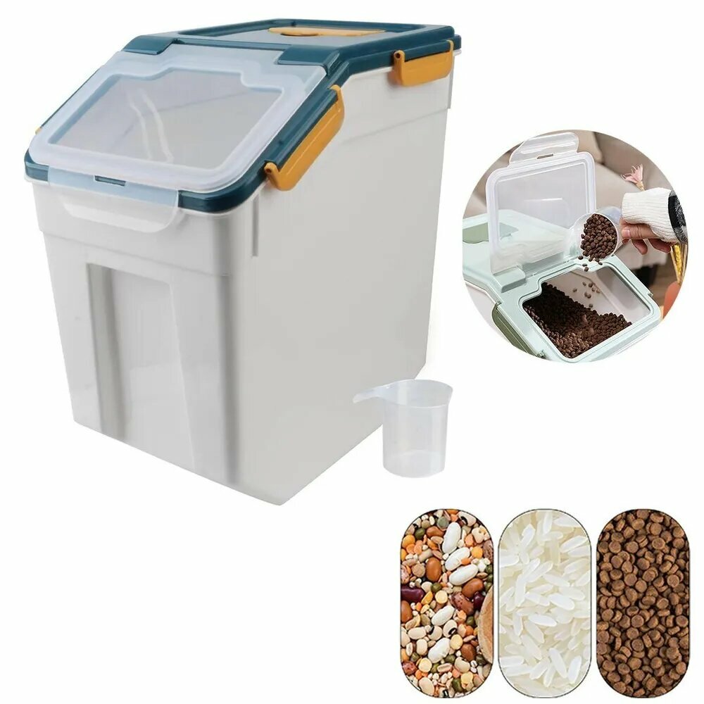 Контейнер для корма, емкость для хранения с крышкой, бак для сухого корма собак,5 кг/10 кг/15 кг/25 кг
