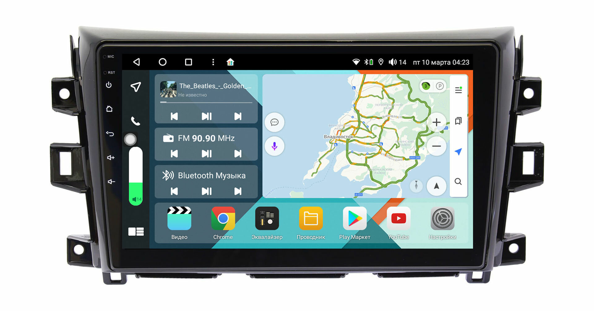 Магнитола Nissan Navara 2015+ 10 дюймов, 4/64GB, 8 ядер, DSP, 4G, Android 10 / Wide Media