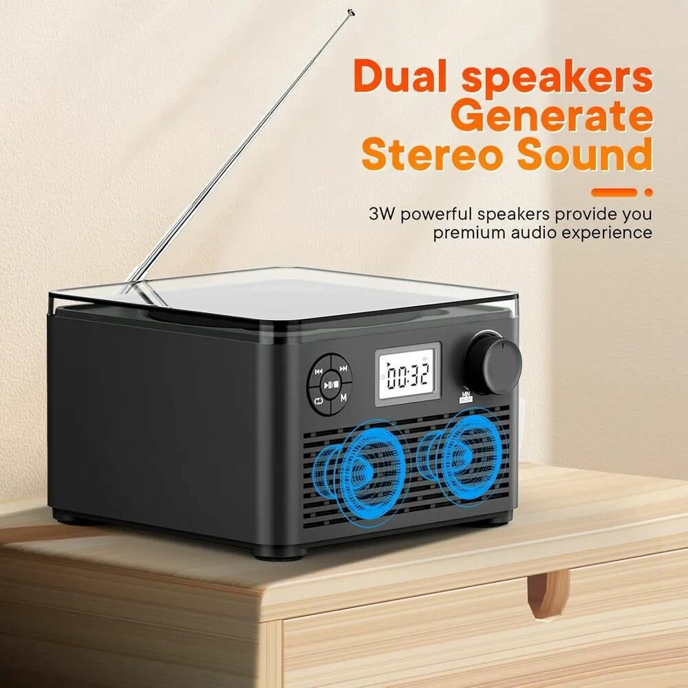 Boombox CD Player портативный Перезаряжаемый проигрыватель компакт-дисков, Bluetooth, AM/FM Radio, Стереозвук, cd диск, ЖК-дисплей