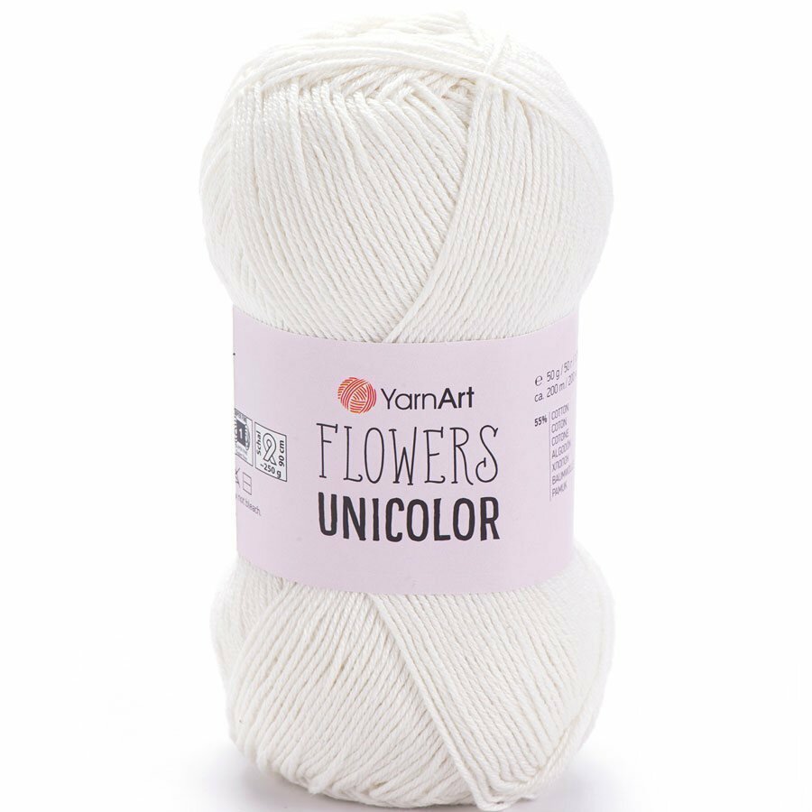 Пряжа Yarnart FLOWERS UNICOLOR 730 белый (5 мотков)