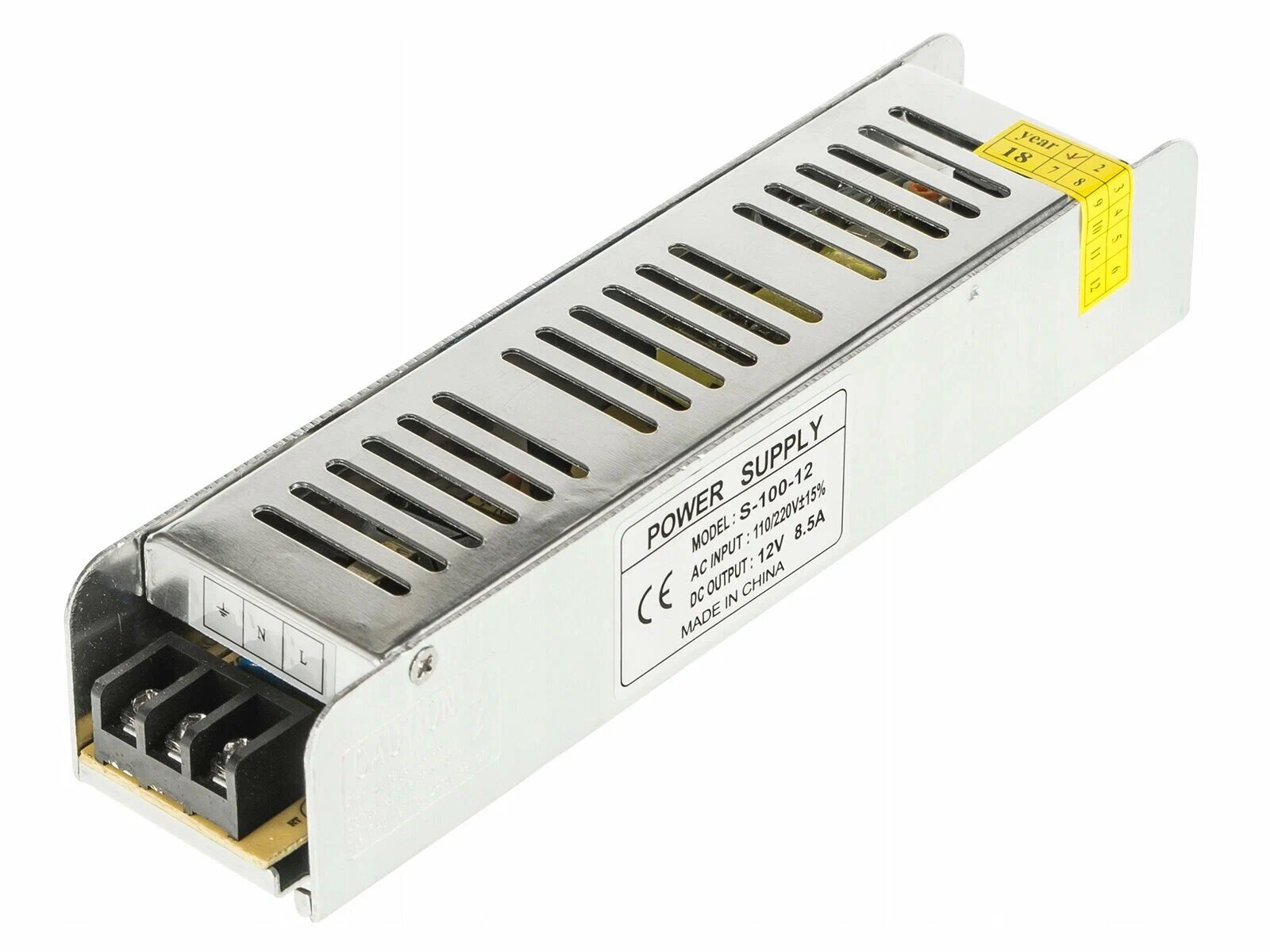 Блок питания для светодиодов 220/12V 100W, IP20, компактный (узкий)