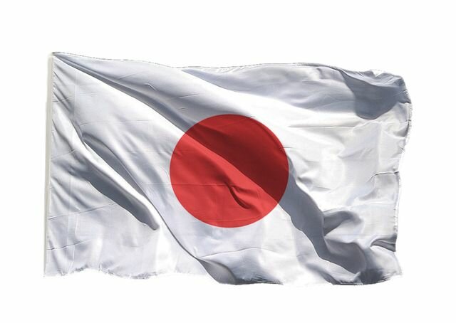 Флаг Японии на шёлке, 70х105 см - для ручного древка