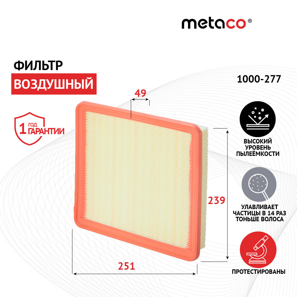 Фильтр воздушный METACO, Geely, Джили, Coolray, Кулрей, 2032040500, 2032072000, 1000-277