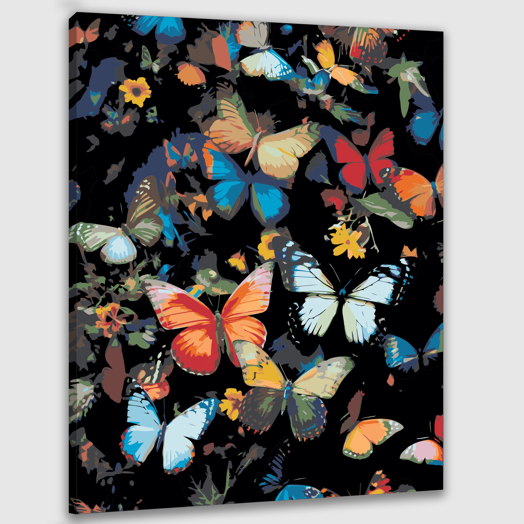 Картина по номерам 40x50 см, фотография, сад бабочек, разнообразие видов, нежные крылышки, цветовой узор