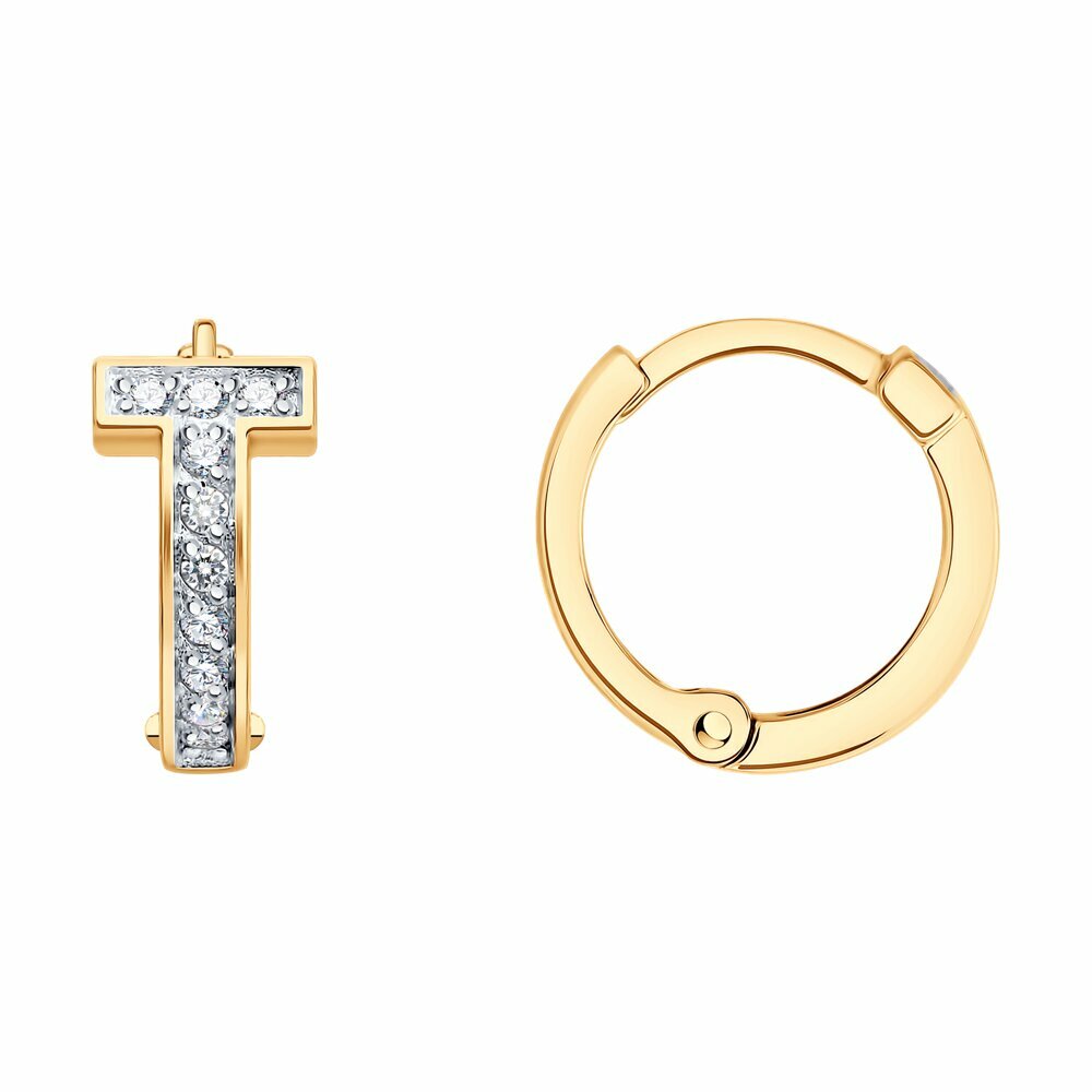 Серьги, красное золото, 585 проба, фианит