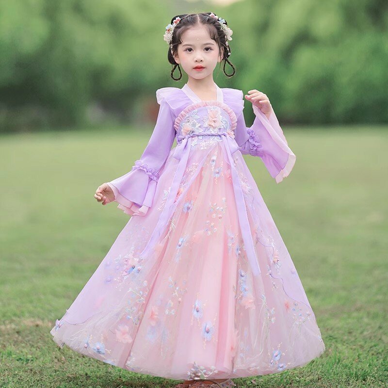 Костюм детский "Весенняя одежда в стиле Ханфу", 110 см, 093 сказочный фиолетовый