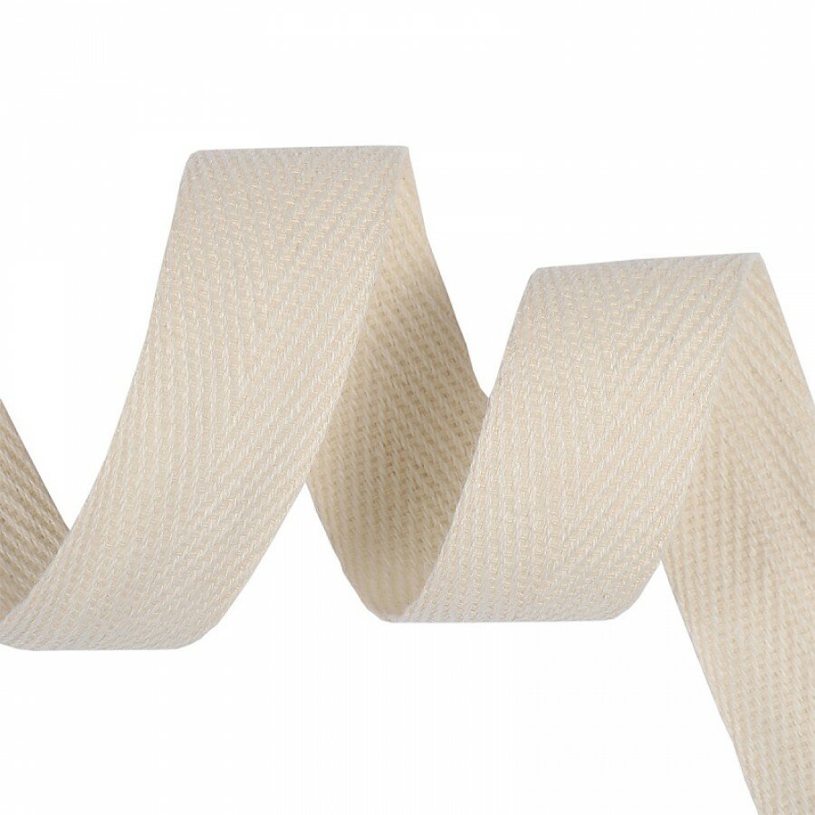 Тесьма киперная 25 мм хлопок 6,3г/м TBY. CT25100 цв. F100 суровый уп.5м