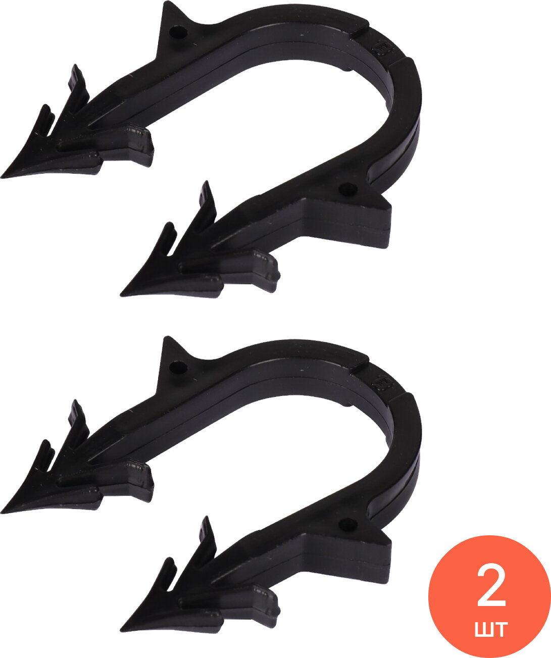 Кассета для такера Stout / Стаут якорные скобы, с двойным креплением, для труб диаметром 16-20мм, полипропиленовые, черные, в кассете 25 скоб / крепеж и фурнитура (комплект из 2 шт)