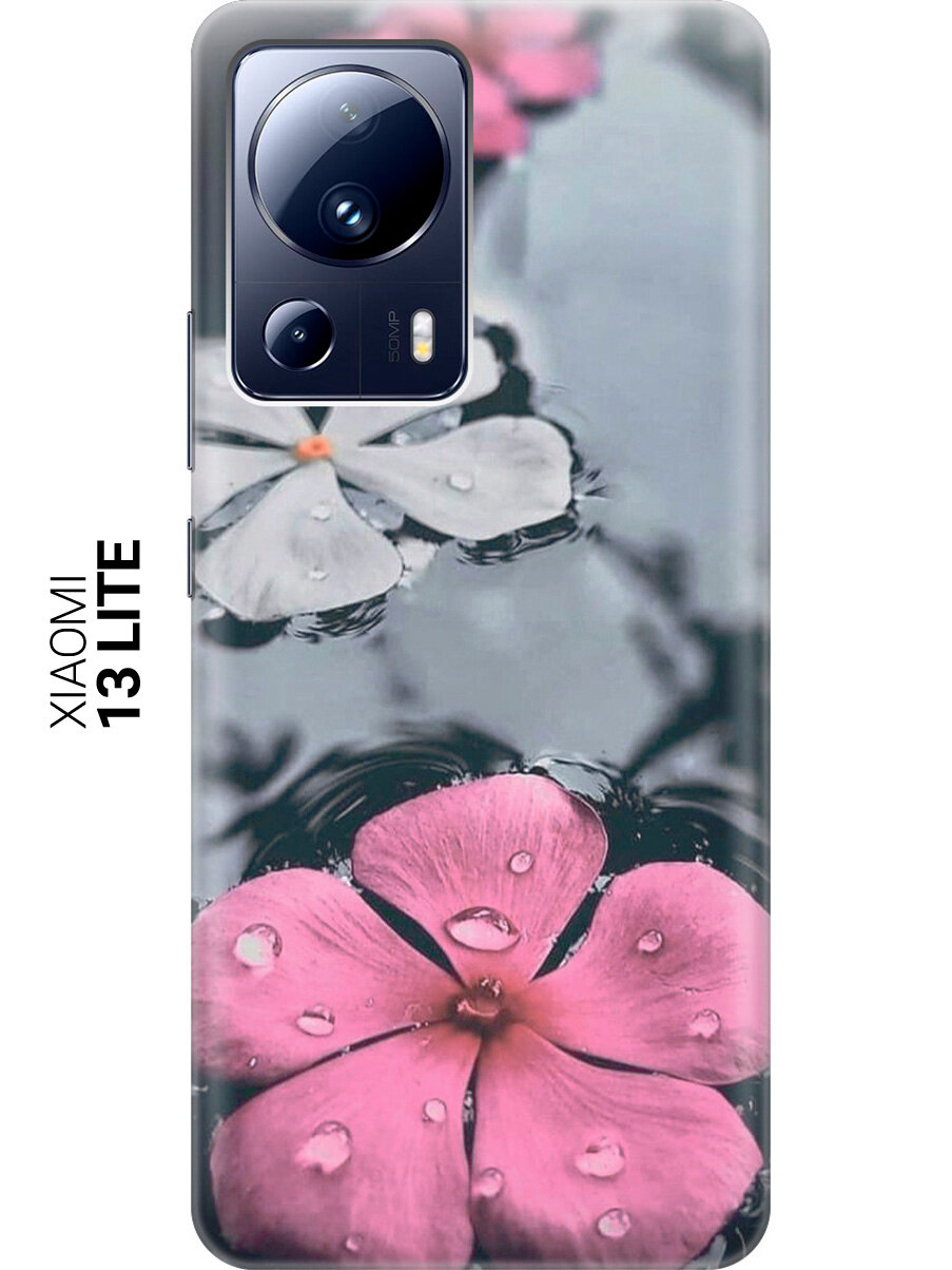 Силиконовый чехол на Xiaomi 13 Lite, Сяоми 13 Лайт с принтом "Фиалки в воде"