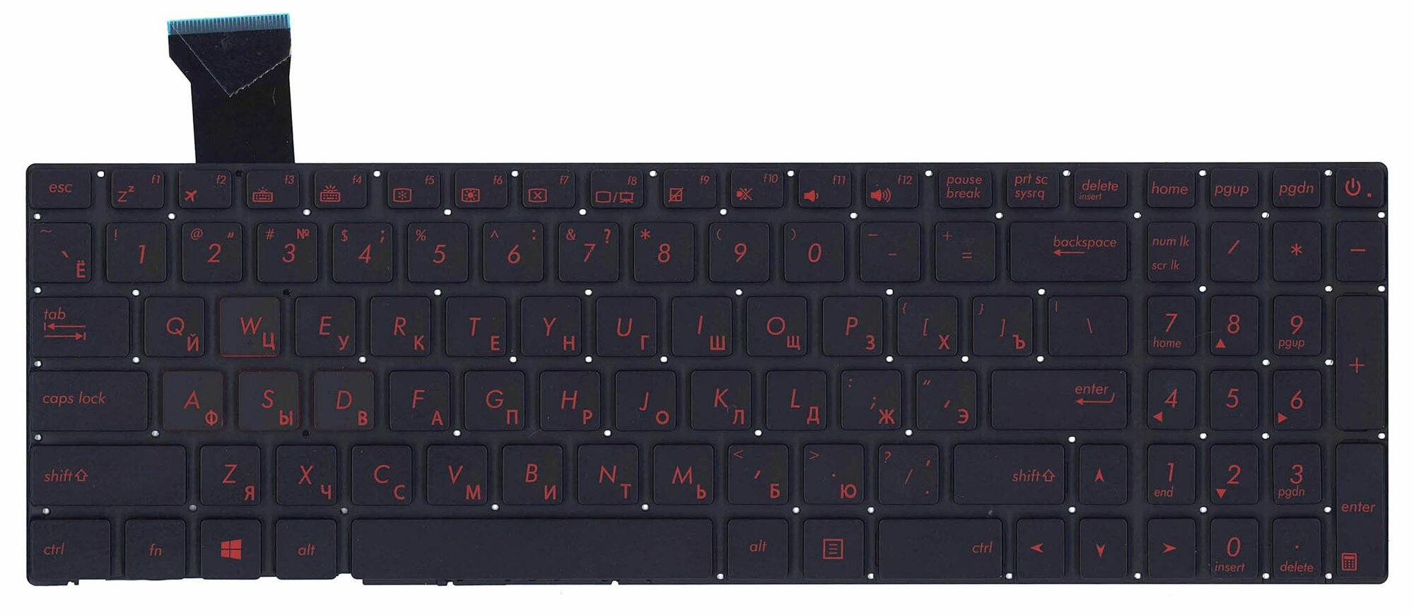 Клавиатура для ноутбука Asus ROG GL552VW черная с красной подсветкой