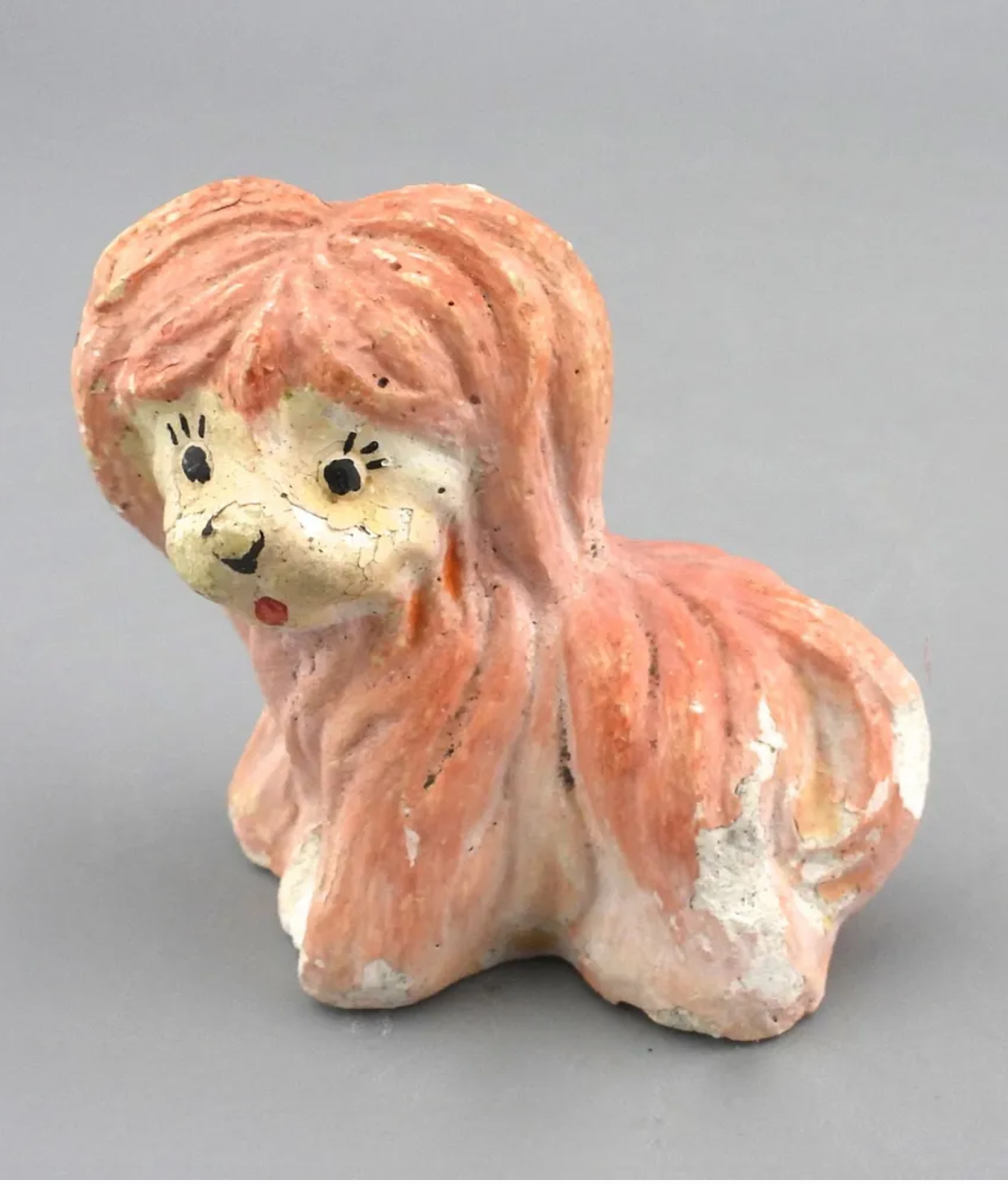 Фигурка "Розовая собачка" 4,5 см гипс СССР 1950-е гг